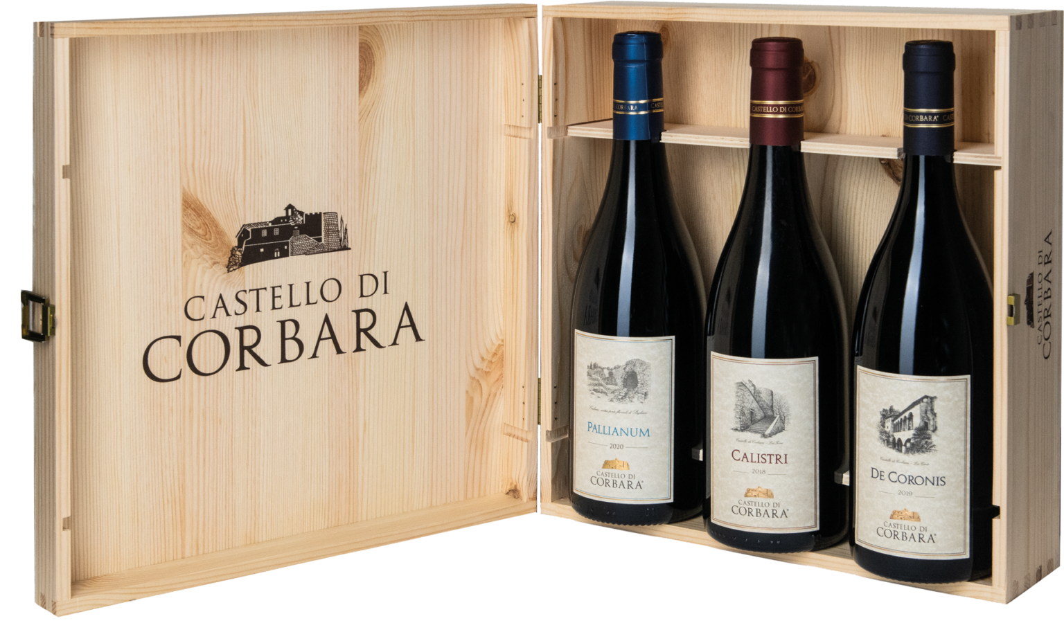 Box for three bottles: Pallianum, De Coronis and Calistri - Castello di ...